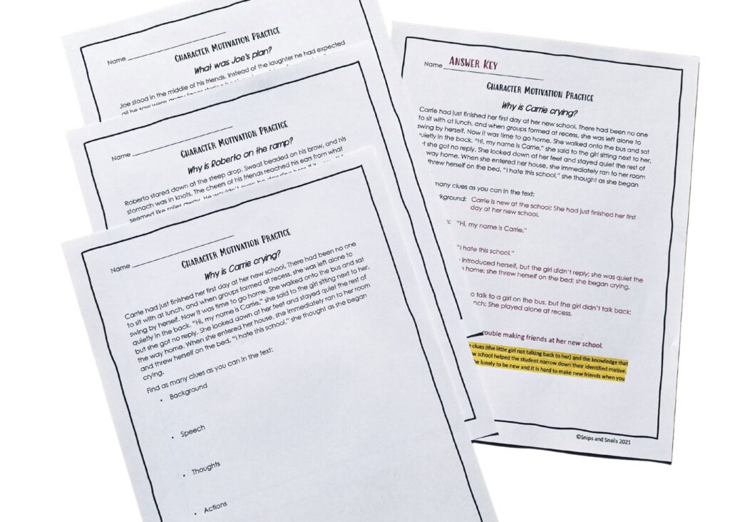 How to Teach Character Motivation - Snips and Snails Teaching